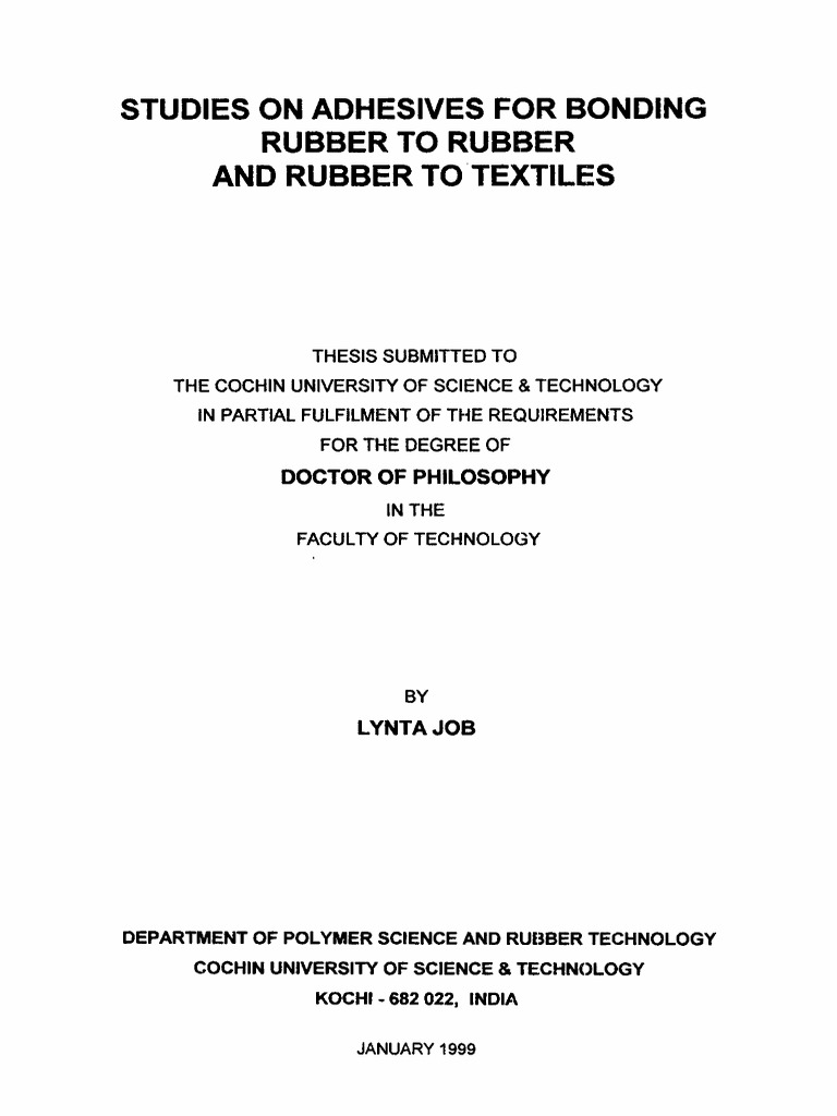 Development of Novel Adhesives for Bonding Rubber and Textiles Based on ...