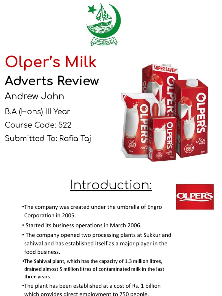 Olpers Milk Presentation1 | PDF | Advertising | Brand