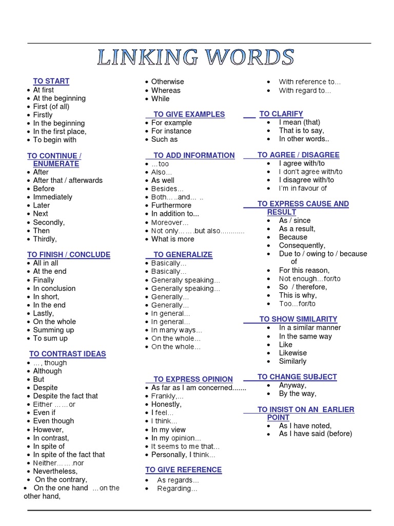 Linking Words 1 | PDF