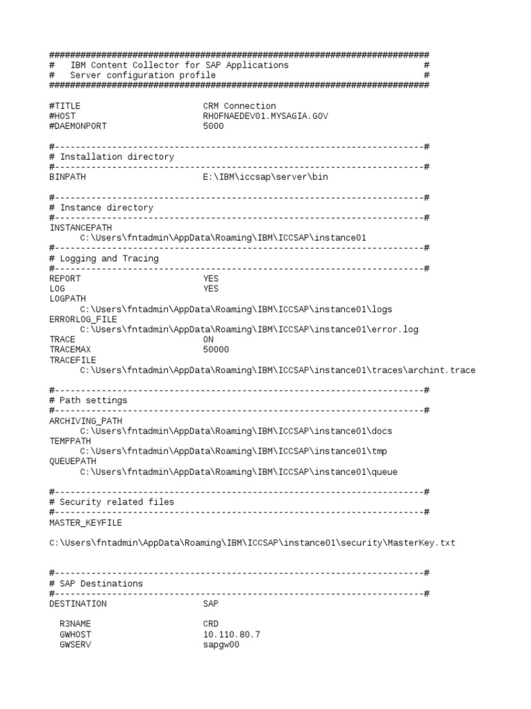 IBM Content Collector for SAP Applications Server Configuration Profile | PDF | Information ...