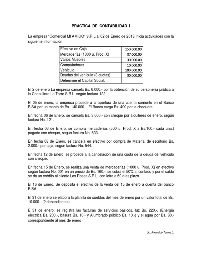Práctica Conta I 2019 | PDF | Bancos | Contabilidad