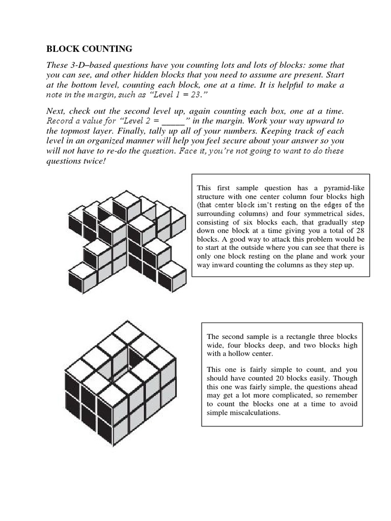 3D BLOCK COUNTING AND SPATIAL SKILLS | PDF | Shape | Dimension