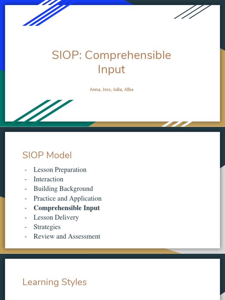 Siop Comprehensible Input | PDF | Pedagogy | Communication