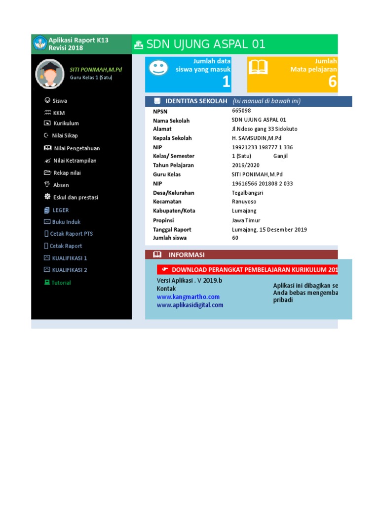 Aplikasi Raport K13 Kelas 1 SD Gratis | PDF