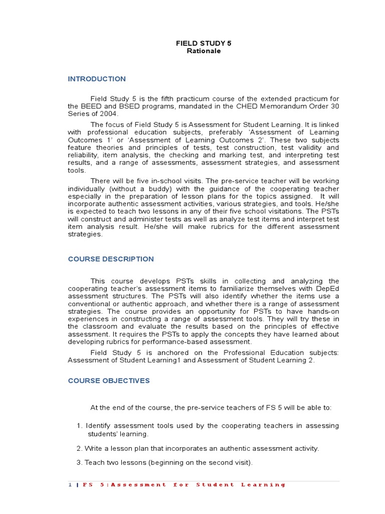 Field Study 5 | PDF | Educational Assessment | Lesson Plan