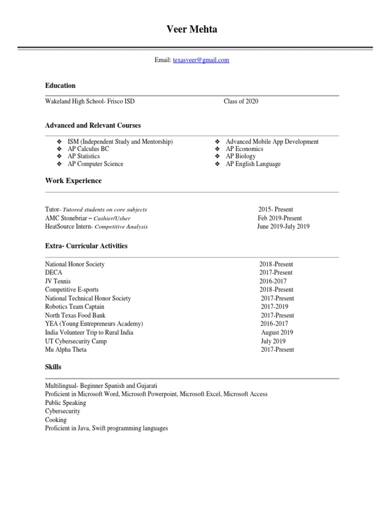 Veer Professional Resume 1 | PDF