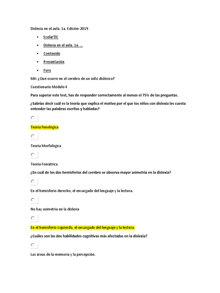 Test de Dislexia para Niños en Aula | PDF | Dislexia | Hemisferio cerebral