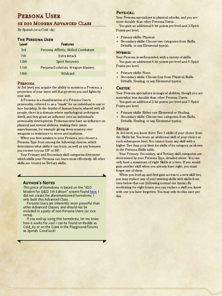 Persona User 5e | PDF | Role Playing Games | Gaming