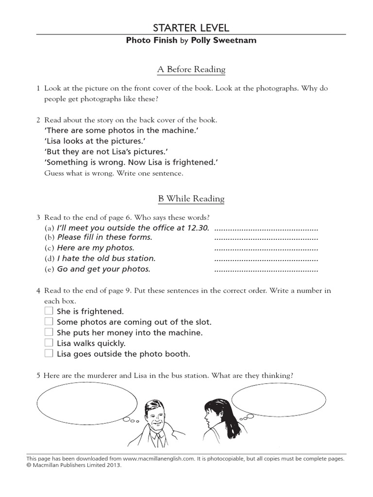 Photo Finish Worksheet PDF | PDF