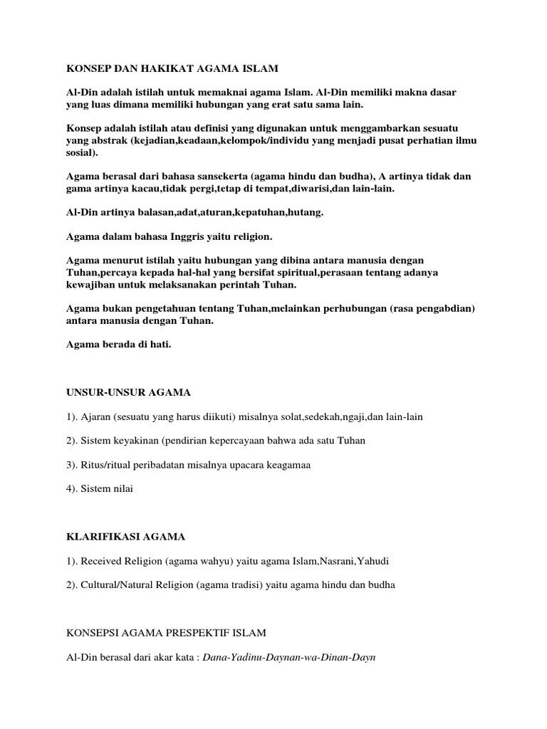Konsep Dan Hakikat Agama Islam | PDF