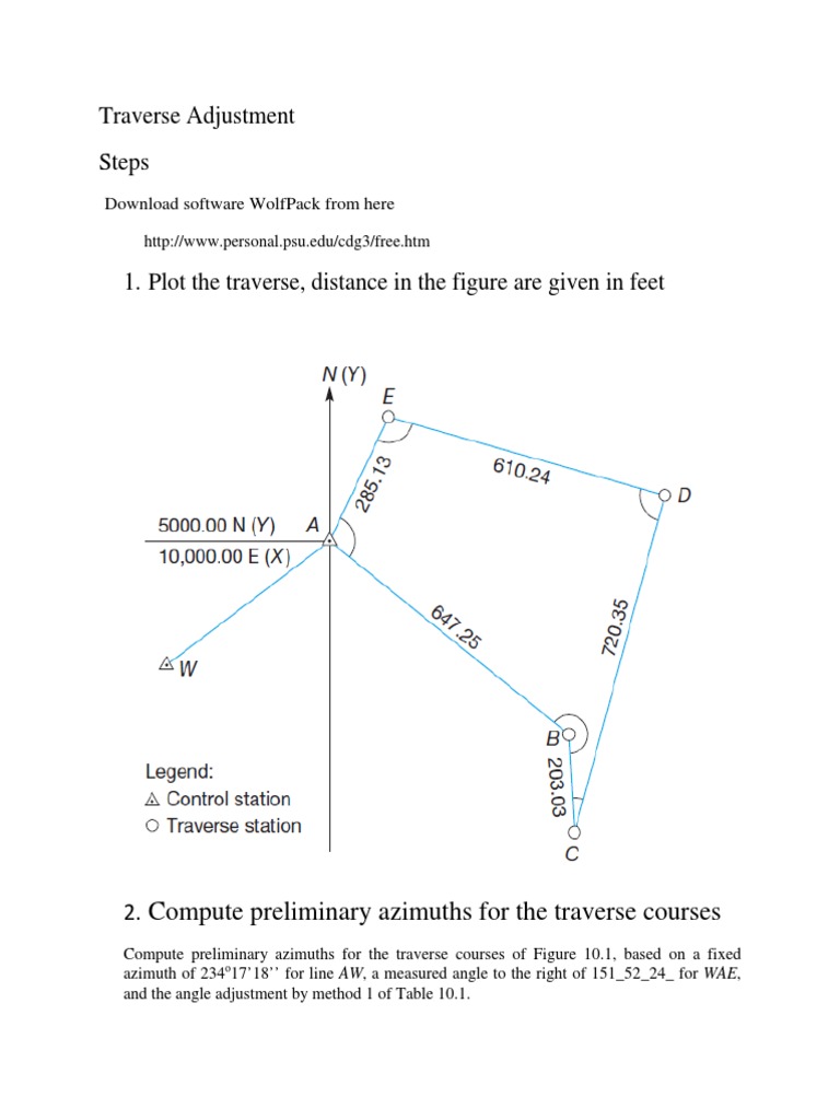 Traverse Adjustment - WOLFPack | PDF | Azimuth | Angle