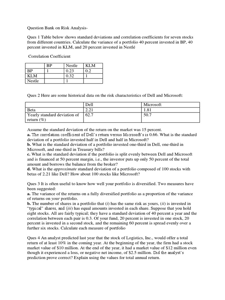 A | PDF | Beta (Finance) | Standard Deviation