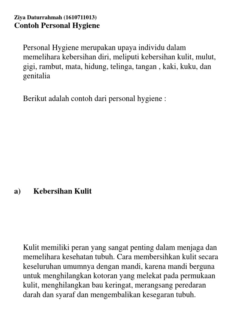 Contoh Personal Hygiene PPT FIX | PDF