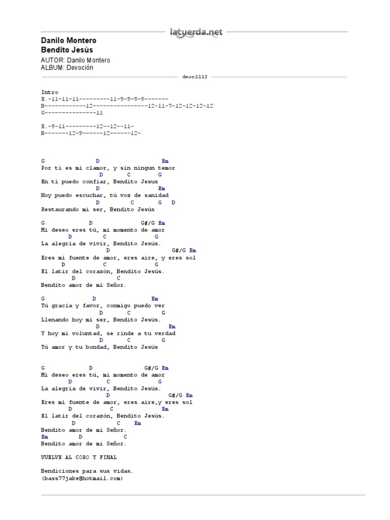 Letra de "Bendito Jesús" - Danilo Montero | PDF