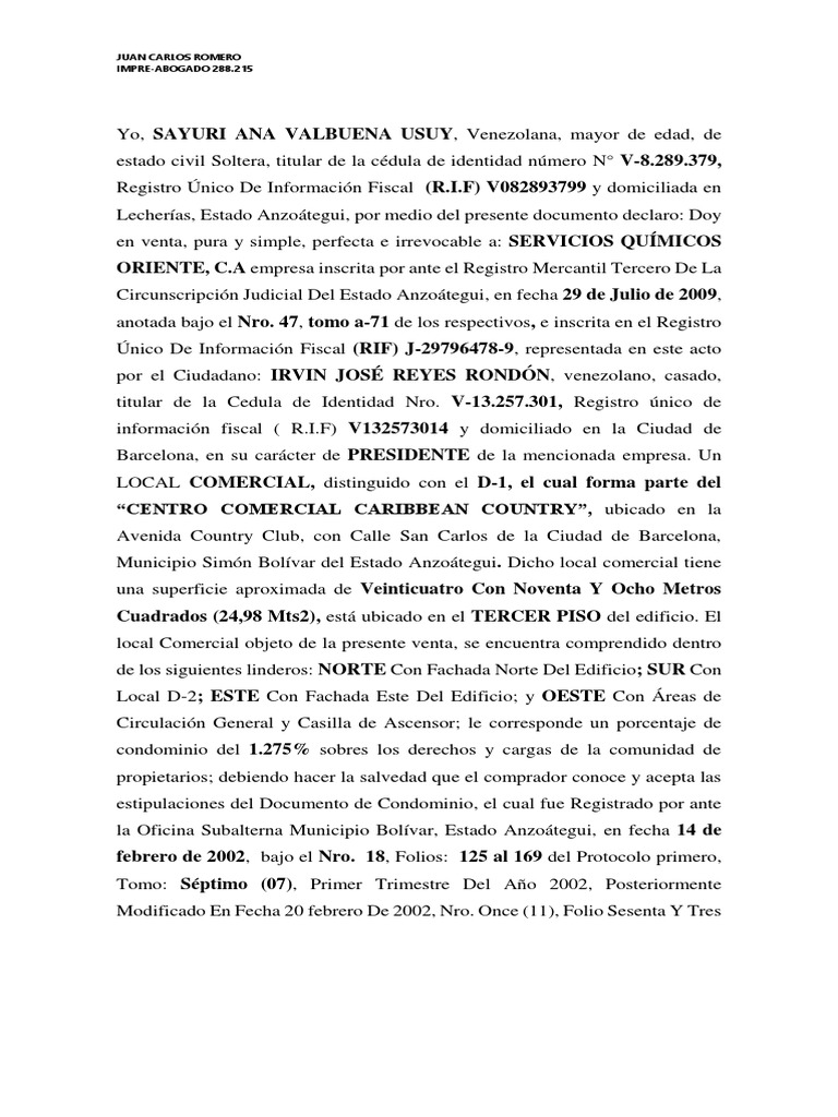 Compra Venta Local D-1 | PDF | Venezuela
