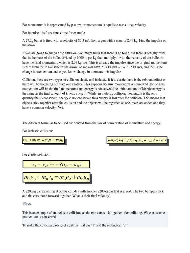 Physics Reviewer | PDF | Collision | Momentum