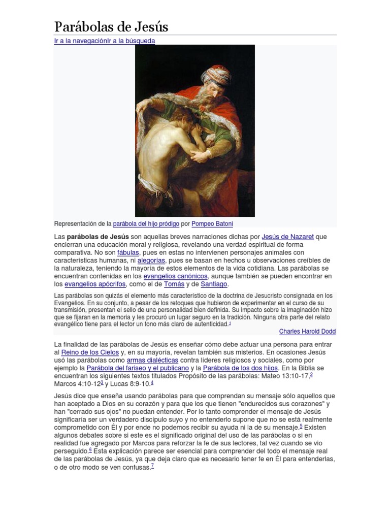 Parábolas de Jesús: Significado y Lista | PDF | Parábolas de Jesús ...