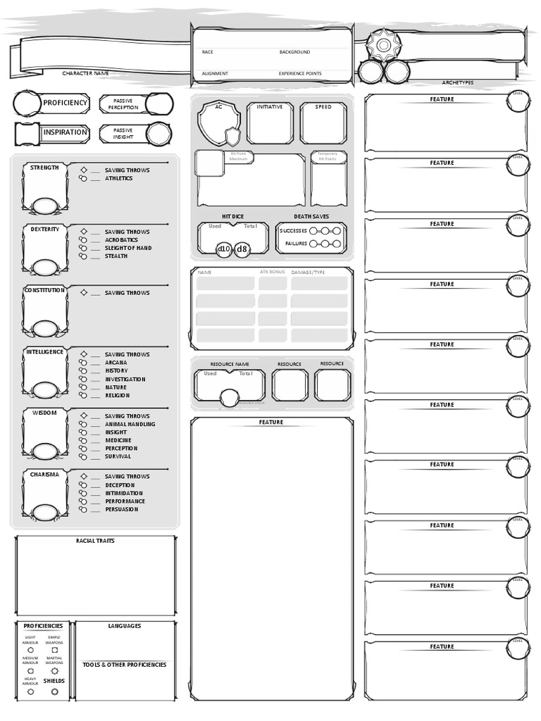 Ficha de RPG de Classe Marcial | PDF | Role Playing Games | Role Playing