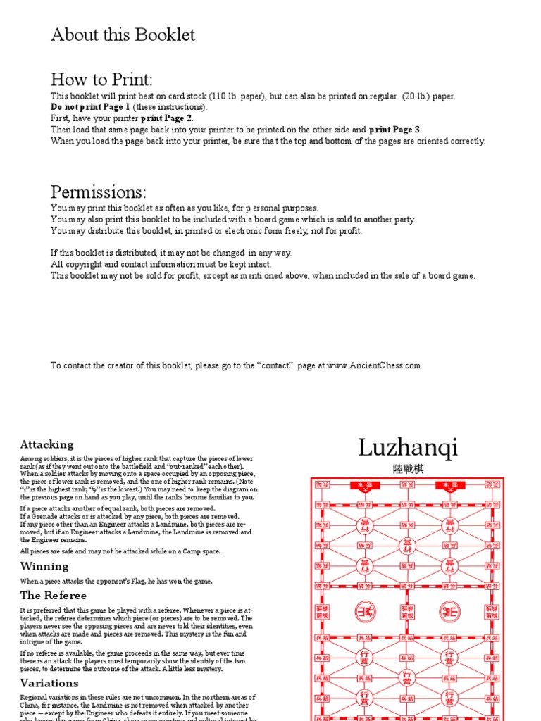 Luzhanqi PDF | PDF | Games Of Mental Skill | Leisure
