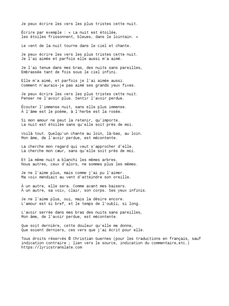 Je Peux Écrire Poema 20 | PDF | Art | Religion et spiritualité