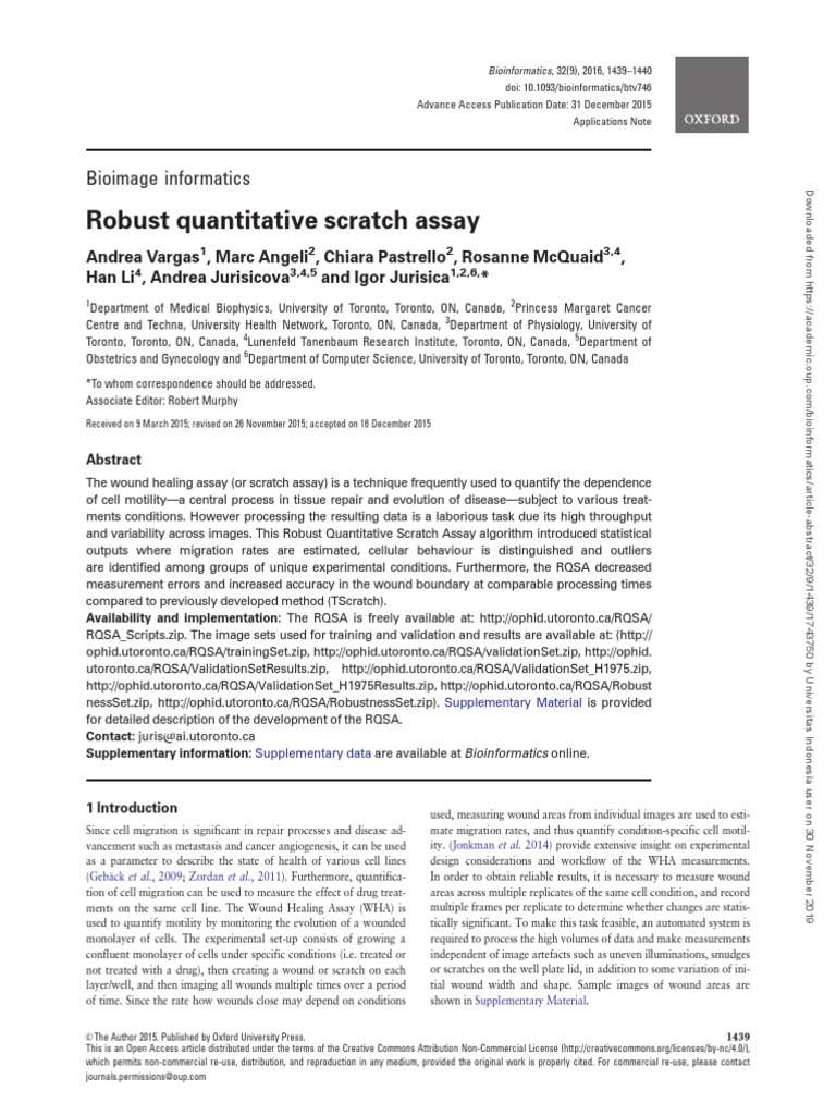 Scratch Assay | PDF | Robust Statistics | Outlier