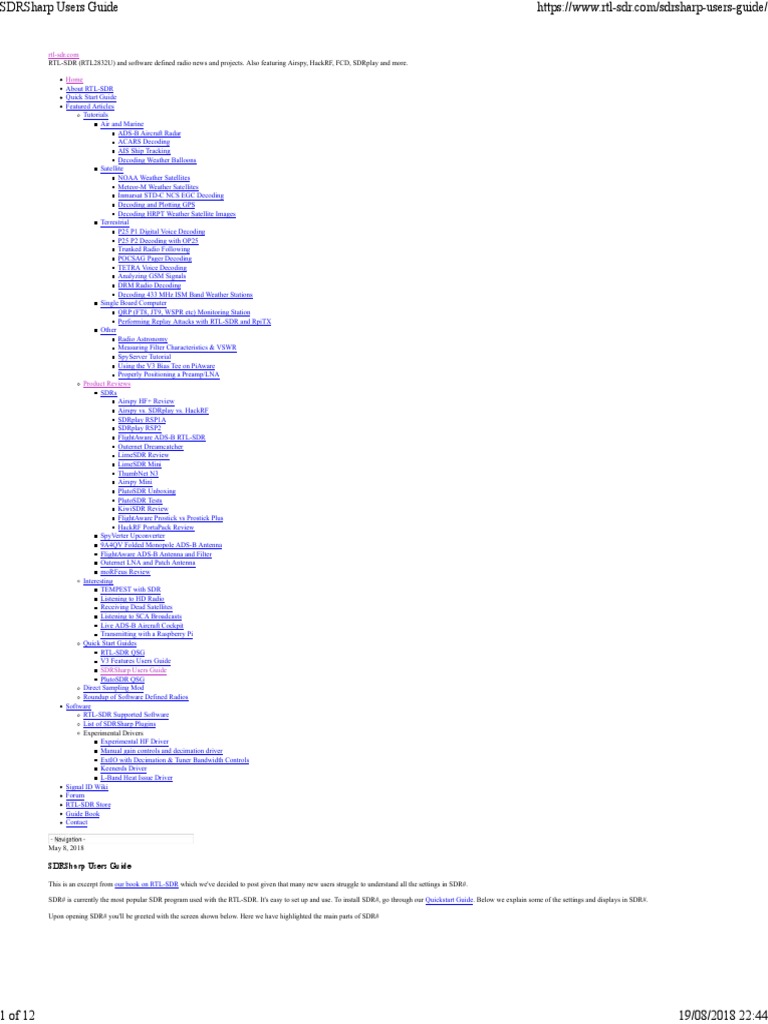 SDRSharp Users Guide PDF | PDF | Frequency Modulation | Software Defined Radio