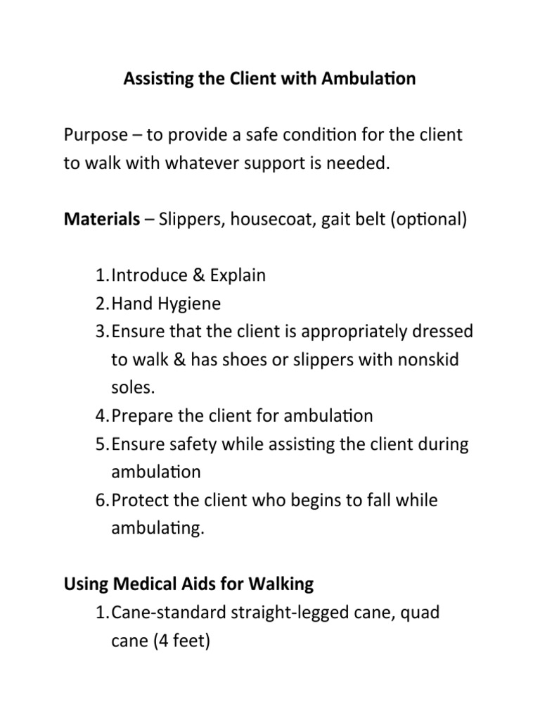 Assisting Clients with Ambulation Techniques | PDF | Walking | Foot