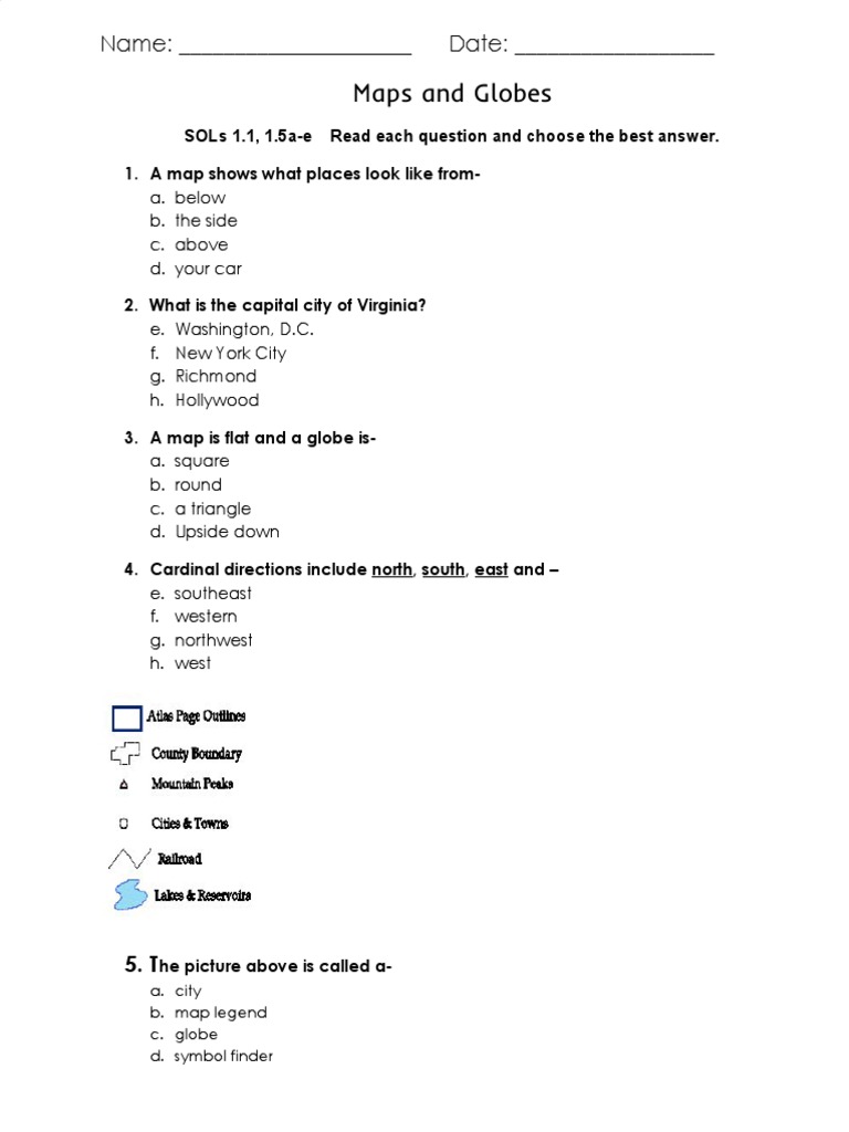 Maps and Globes Assessment | PDF