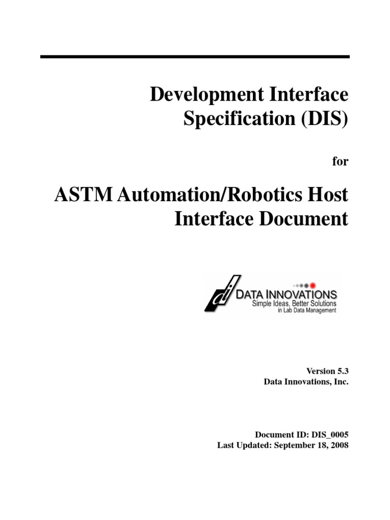 DIS - 0005 (Astm Automation Robotics Host Interface) ASTM E 1381-91 and E1394-91 | PDF ...