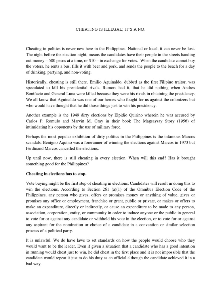 Cheating in Philippine Politics | PDF | Philippines | Government