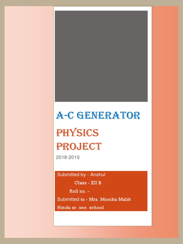 PHY Project | PDF | Electric Generator | Alternating Current