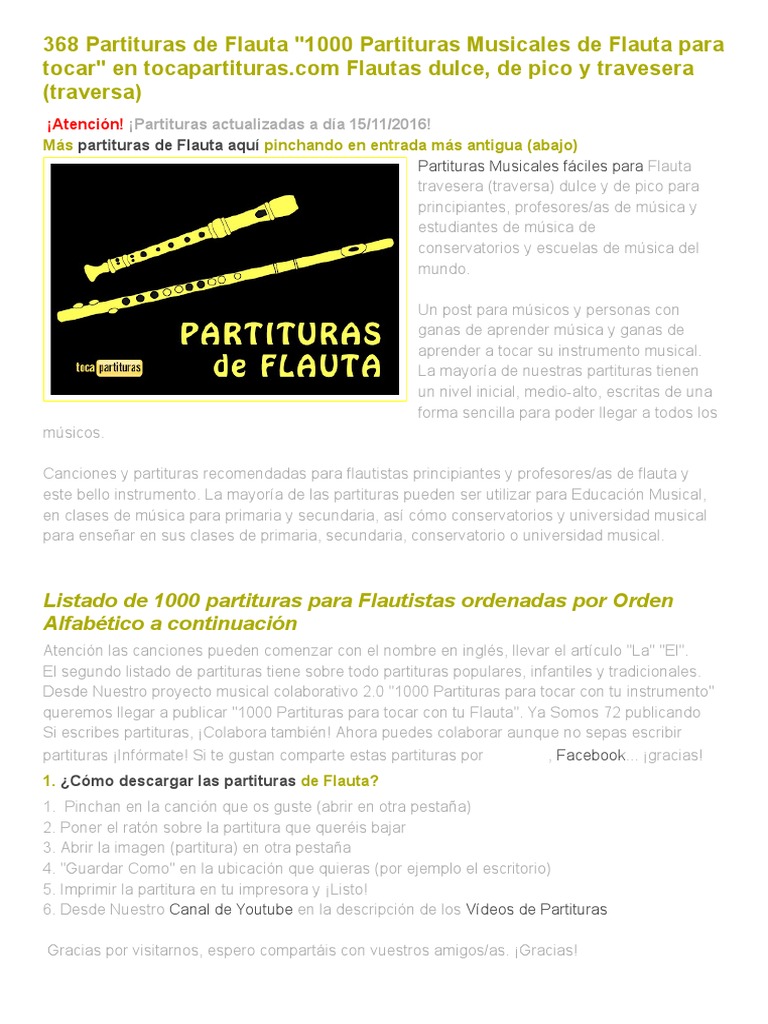 1000 Partituras Musicales | PDF | Flauta | Partituras