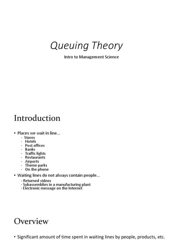 Lecture-8 Queuing Theory | PDF | Applied Mathematics | Teaching Mathematics