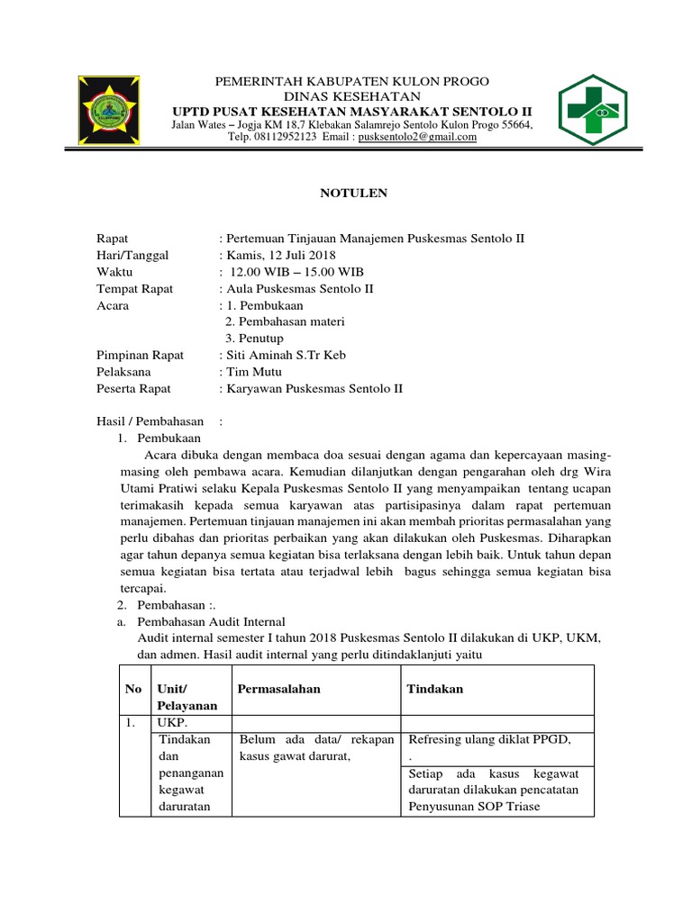 Notulen RTM Sem 1 | PDF