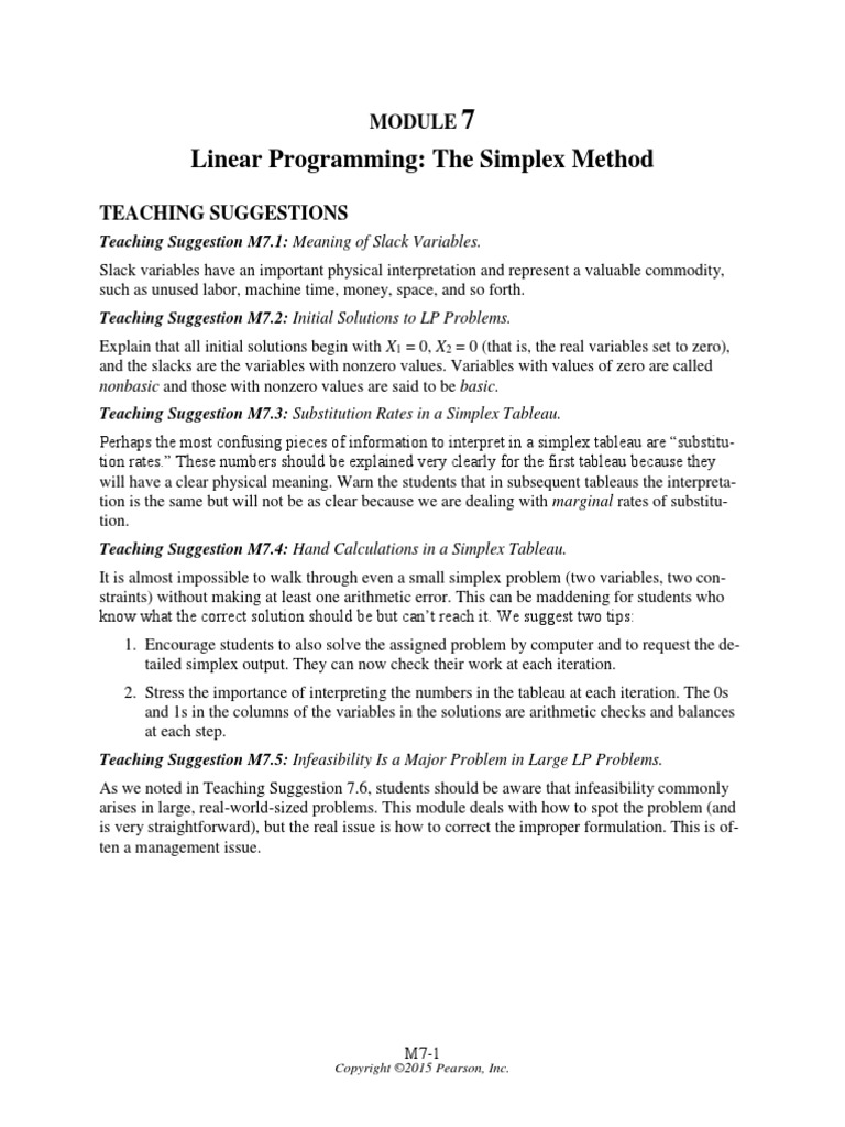 Module 7 Linear Programming The Simplex Method Answers | PDF ... Module 7 Linear Programming The Simplex Method Answers | PDF ...