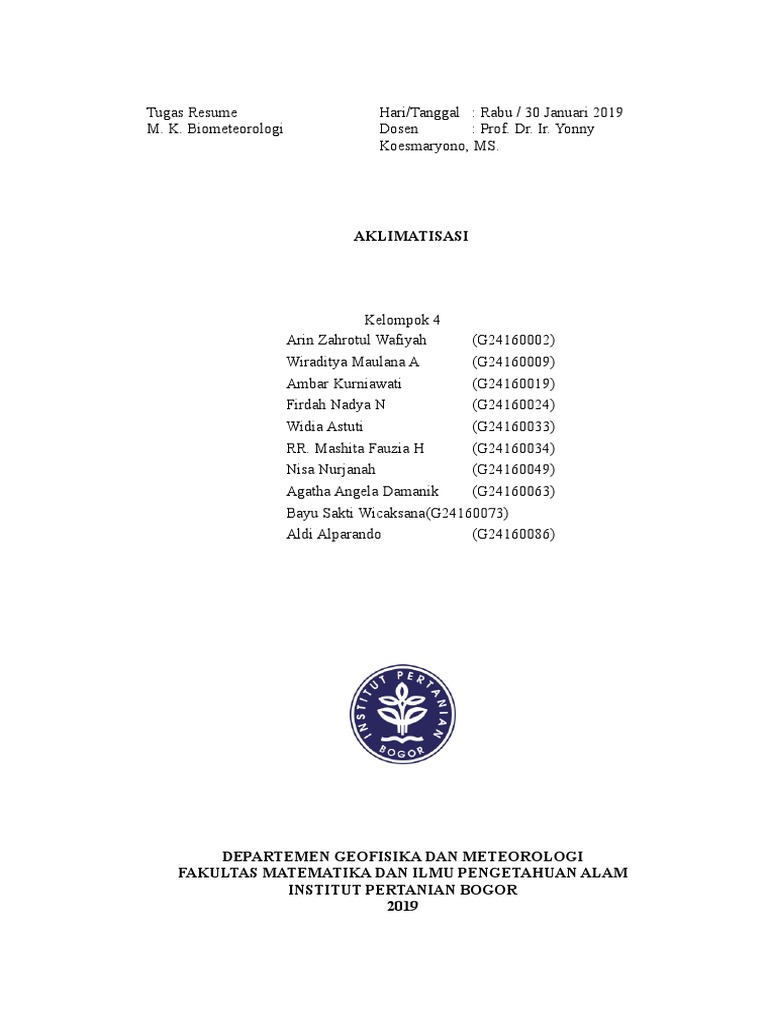 AKLIMATISASI | PDF | Sains & Matematika