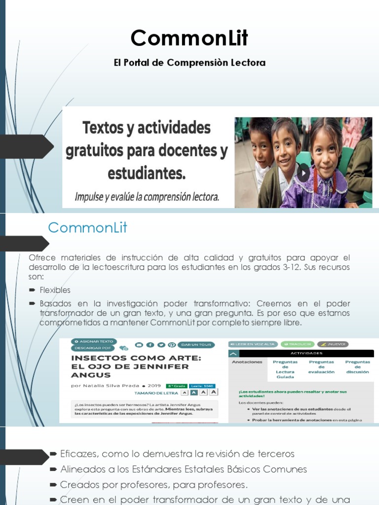 CommonLit: Recursos Gratuitos de Lectoescritura | PDF | Maestros ...