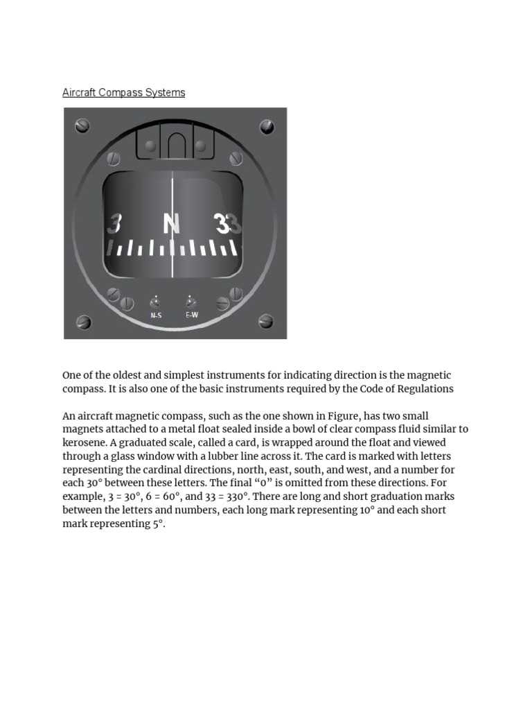 Aircraft Compass Systems | Download Free PDF | Compass | Gyroscope