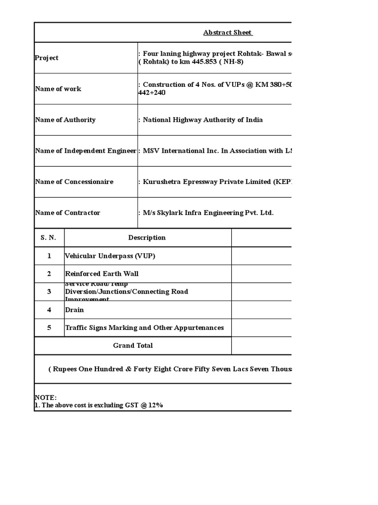BoQ - Final Railway Over Bridges | PDF | Asphalt | Concrete