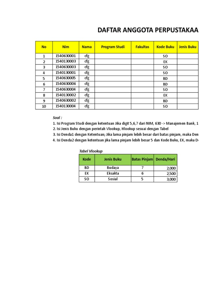 Contoh Soal Rumus If Gabungan Vlookup | PDF