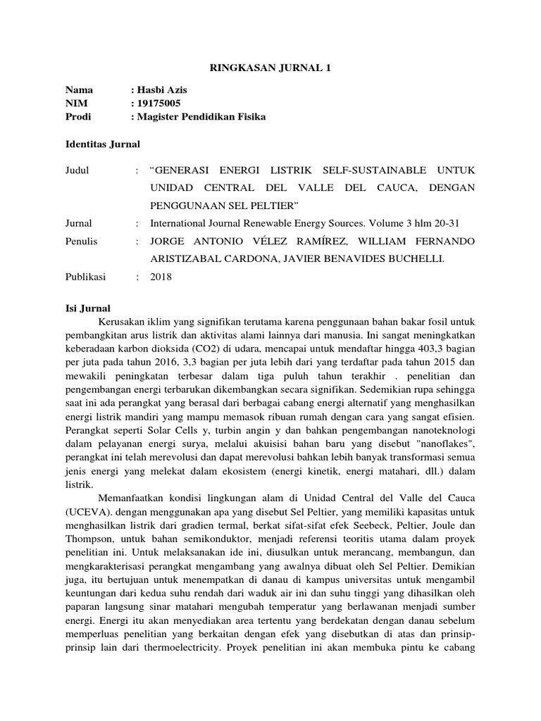 Energi Listrik Mandiri dengan Sel Peltier | PDF