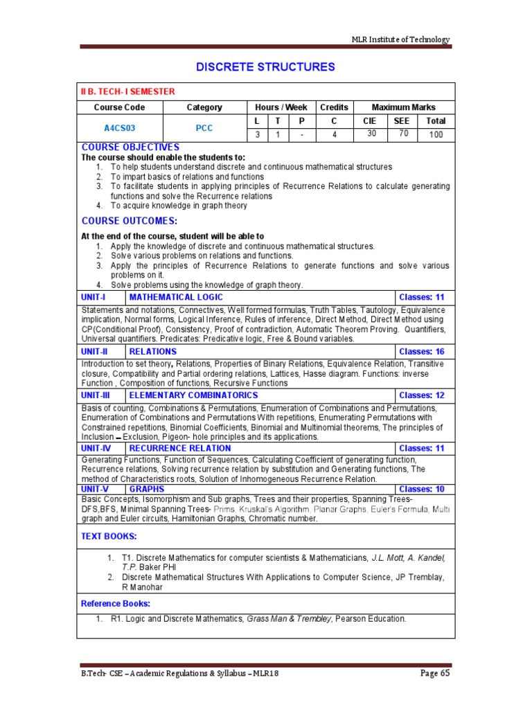 Discrete Structures | PDF | Discrete Mathematics | Combinatorics