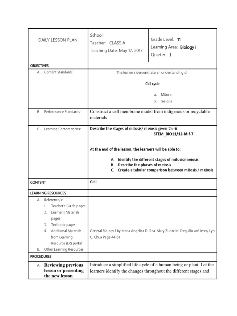 STEM - BIO11 12 Id F 7 | PDF | Mitosis | Meiosis