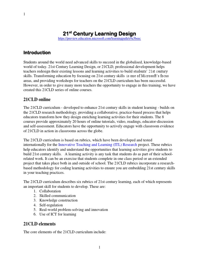 21st Century Learning Design (MCE 62-193 Guide) | PDF | Curriculum ...