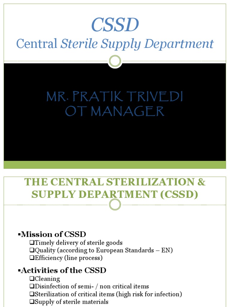 CSSD | PDF | Sterilization (Microbiology) | Steam