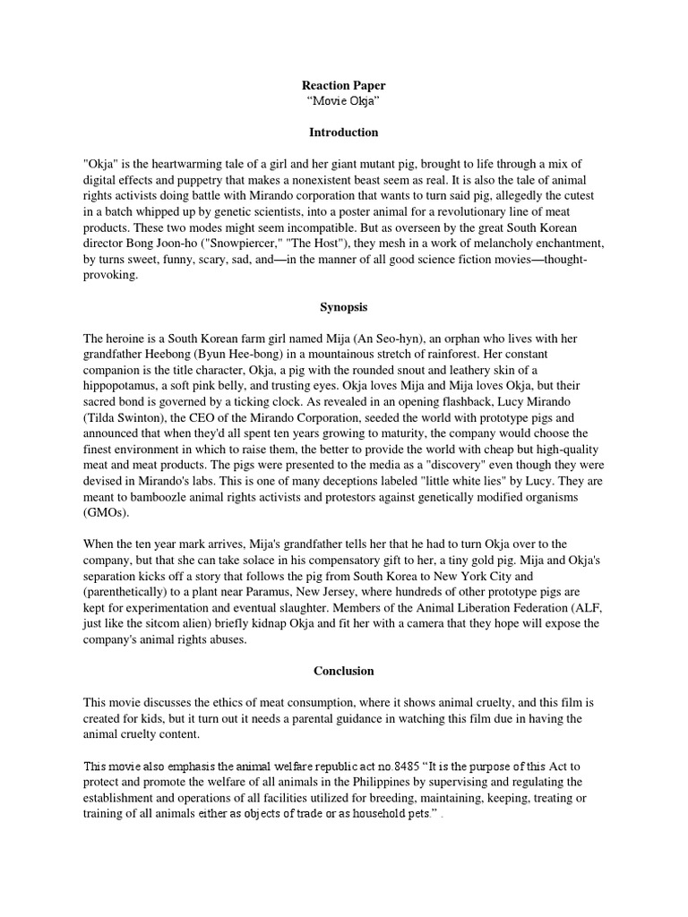 Reaction Paper | PDF | Animals And Humans