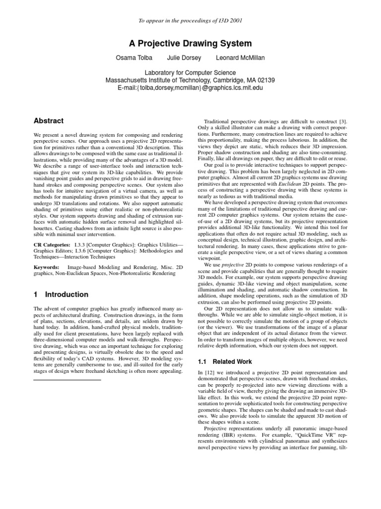 A Projective Drawing System | PDF | Perspective (Graphical) | Rendering (Computer Graphics)