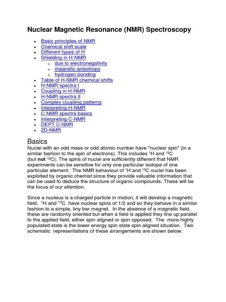 NMR UNit 1 | PDF | Proton Nuclear Magnetic Resonance | Nuclear Magnetic ...