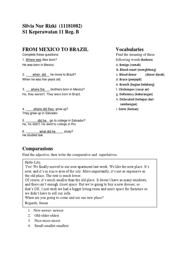 Contoh Soal Bahasa Inggris | PDF | Patient | Hospital