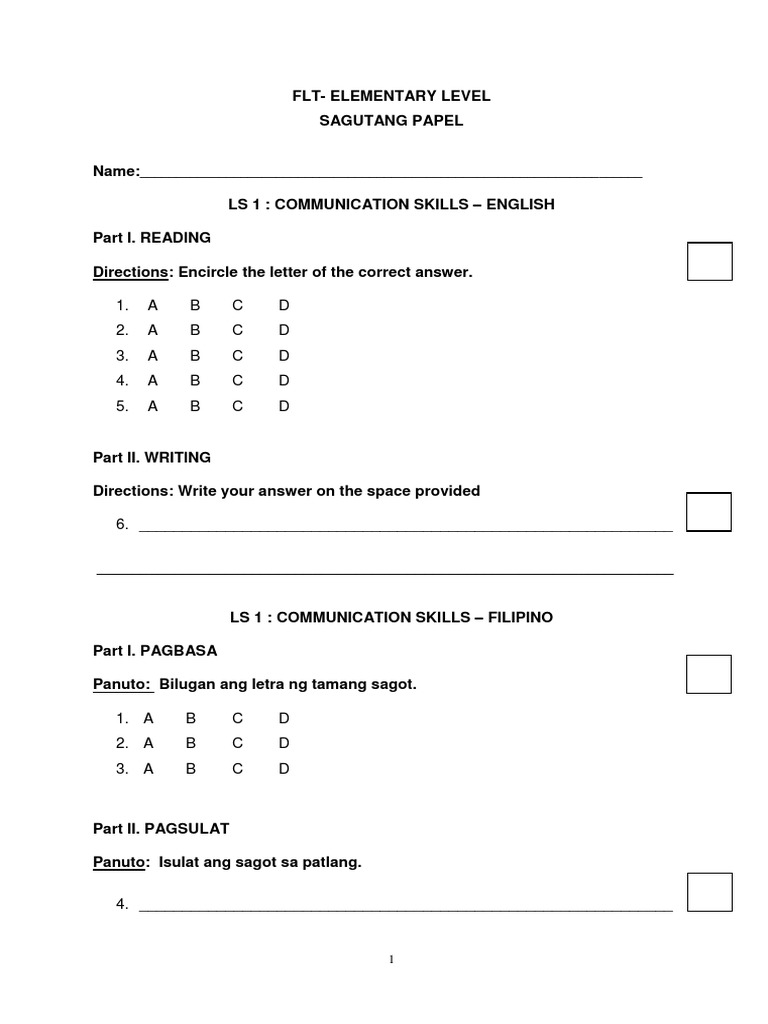 EL4 Answer Sheet | PDF | Learning | Cognition